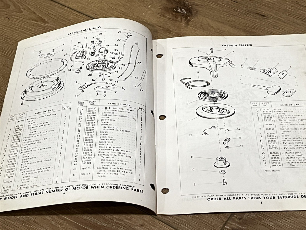 1963 Evinrude 18HP Fastwin 18302L 18303L Parts Catalog/List - Used ...