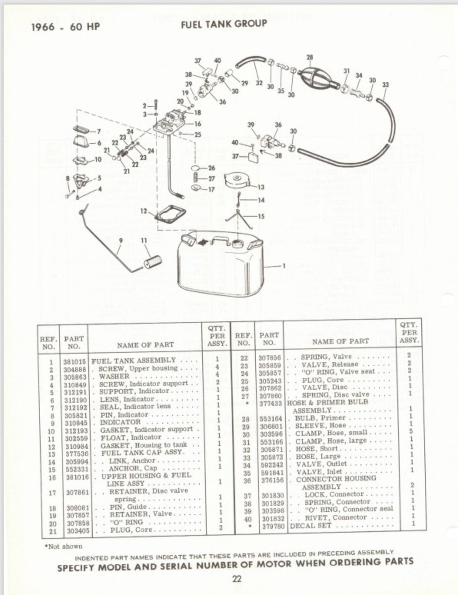 1966 Johnson 60 HP Model VX-12M VXL-12M Parts Catalog – Pine Lake Parts